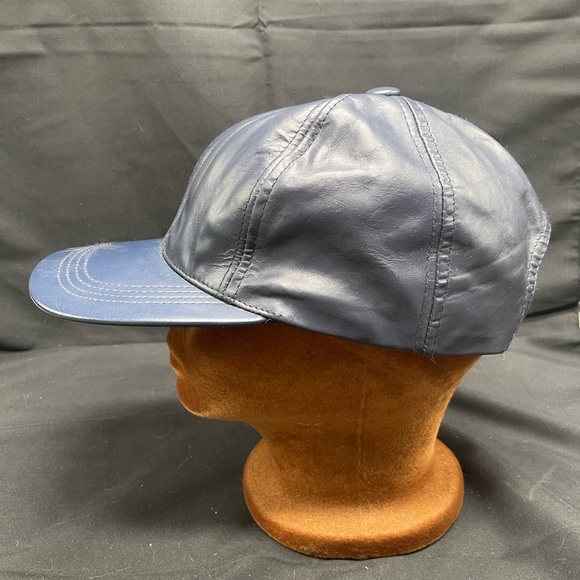 Accessories | Vintage Blue Leather Snap Back Baseball Cap | Poshmark